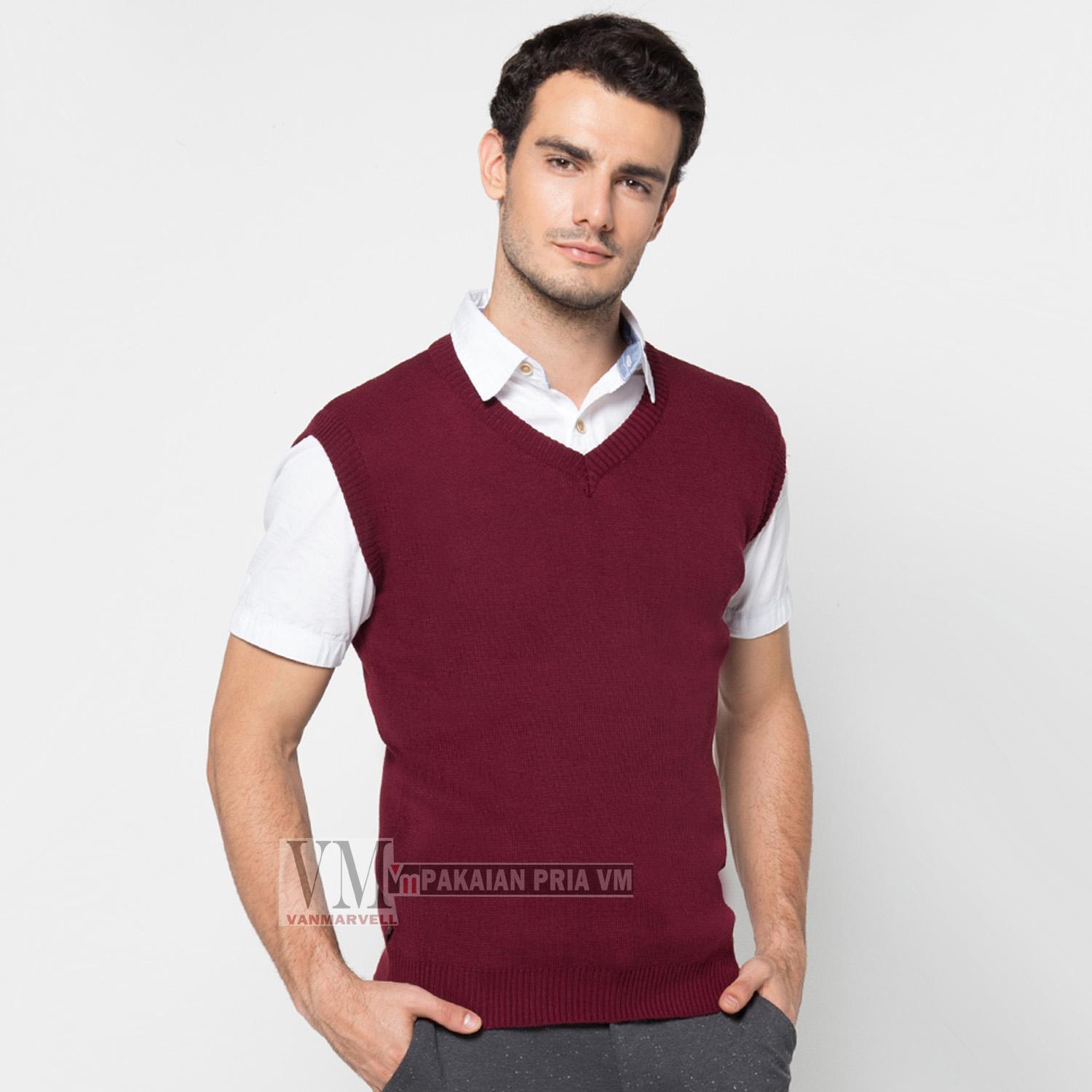 VM Sweater Rompi Rajut Merah Maroon Polos | Lazada Indonesia
