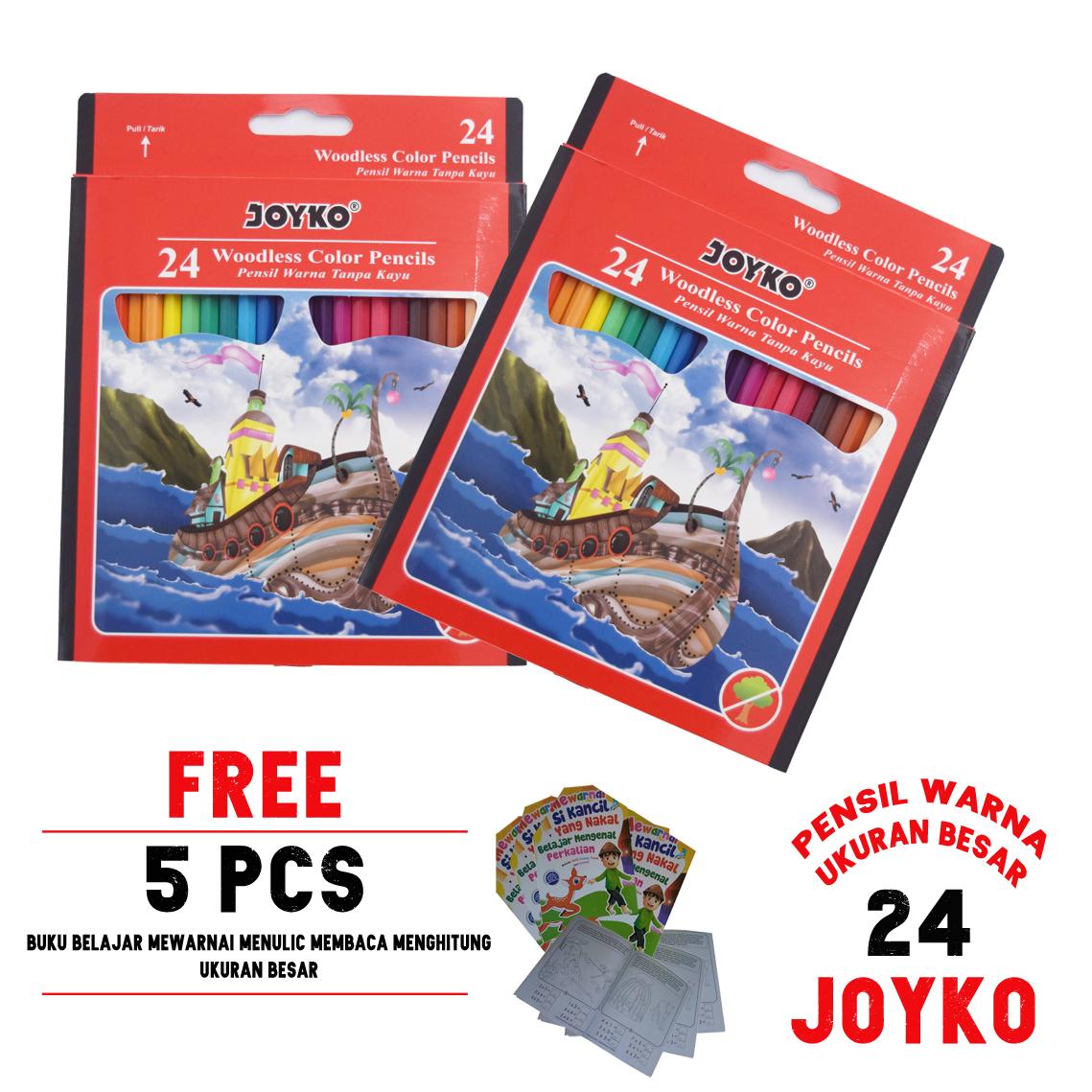 Joyko 24 ukuran besar woodless color pencils pensil warna tanpa kayu ...