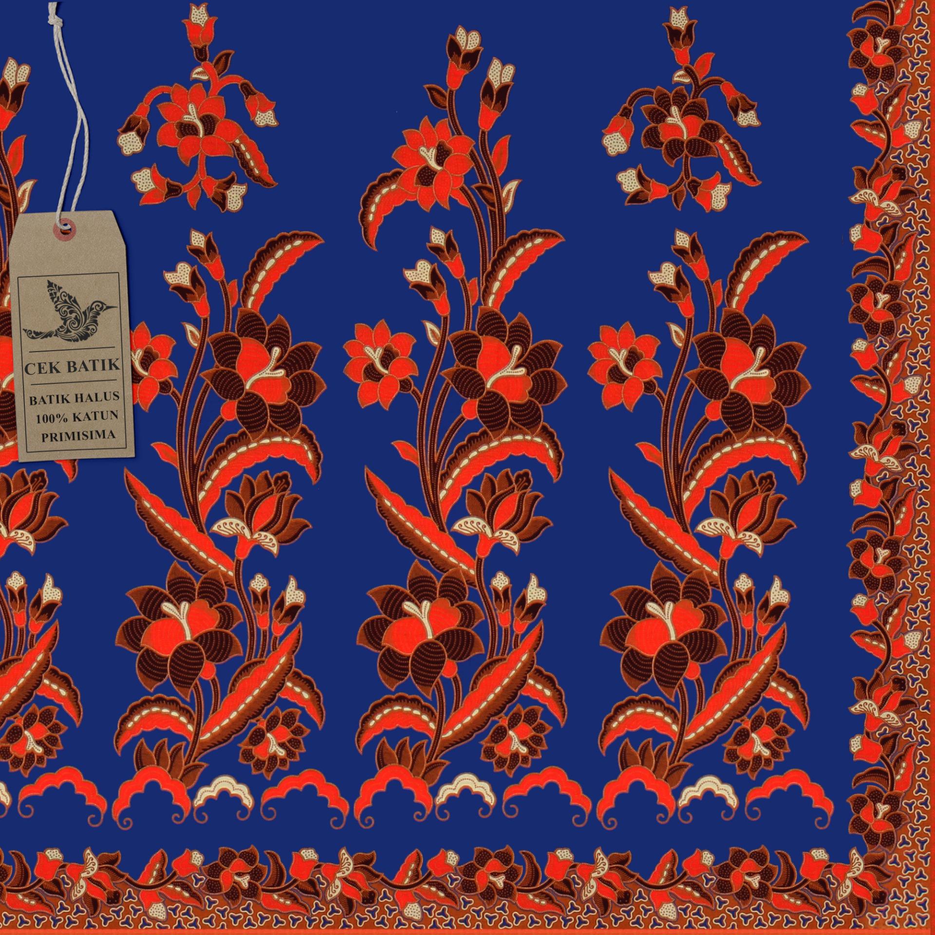 kain batik - Motif Batik Bunga Mawar Manis (Biru) (Ukuran 2 Meter Lebih ...