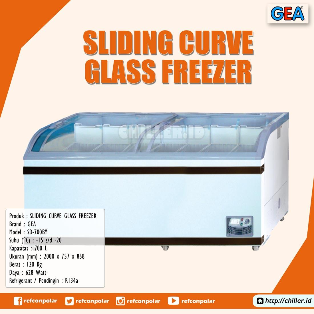 GEA SD-700BY Sliding Curve Glass Freezer Premium 700 Liter | Lazada ...