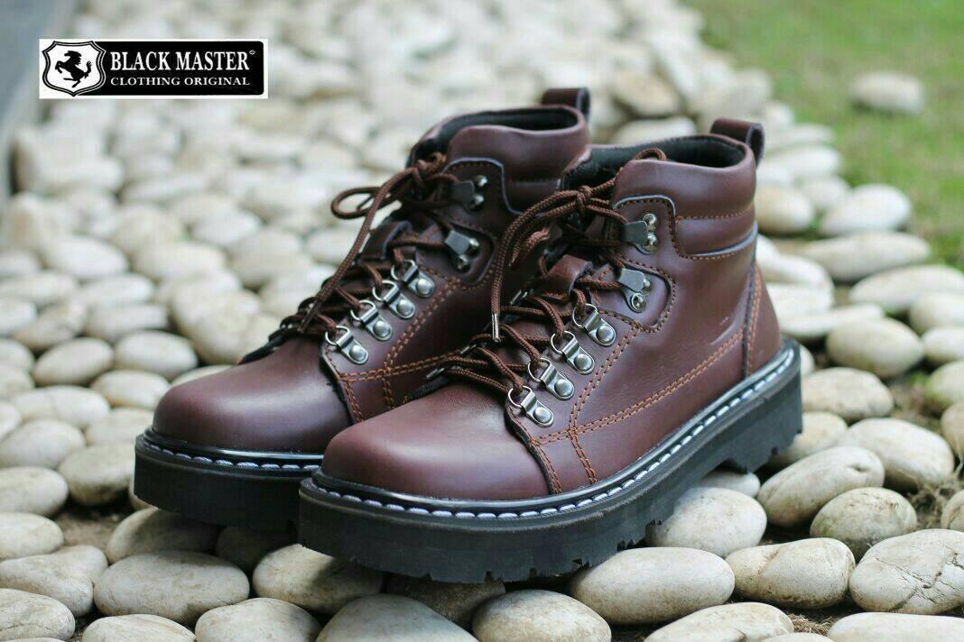 sepatu boots kulit pria black master hardrock - sepatu boot biker ...