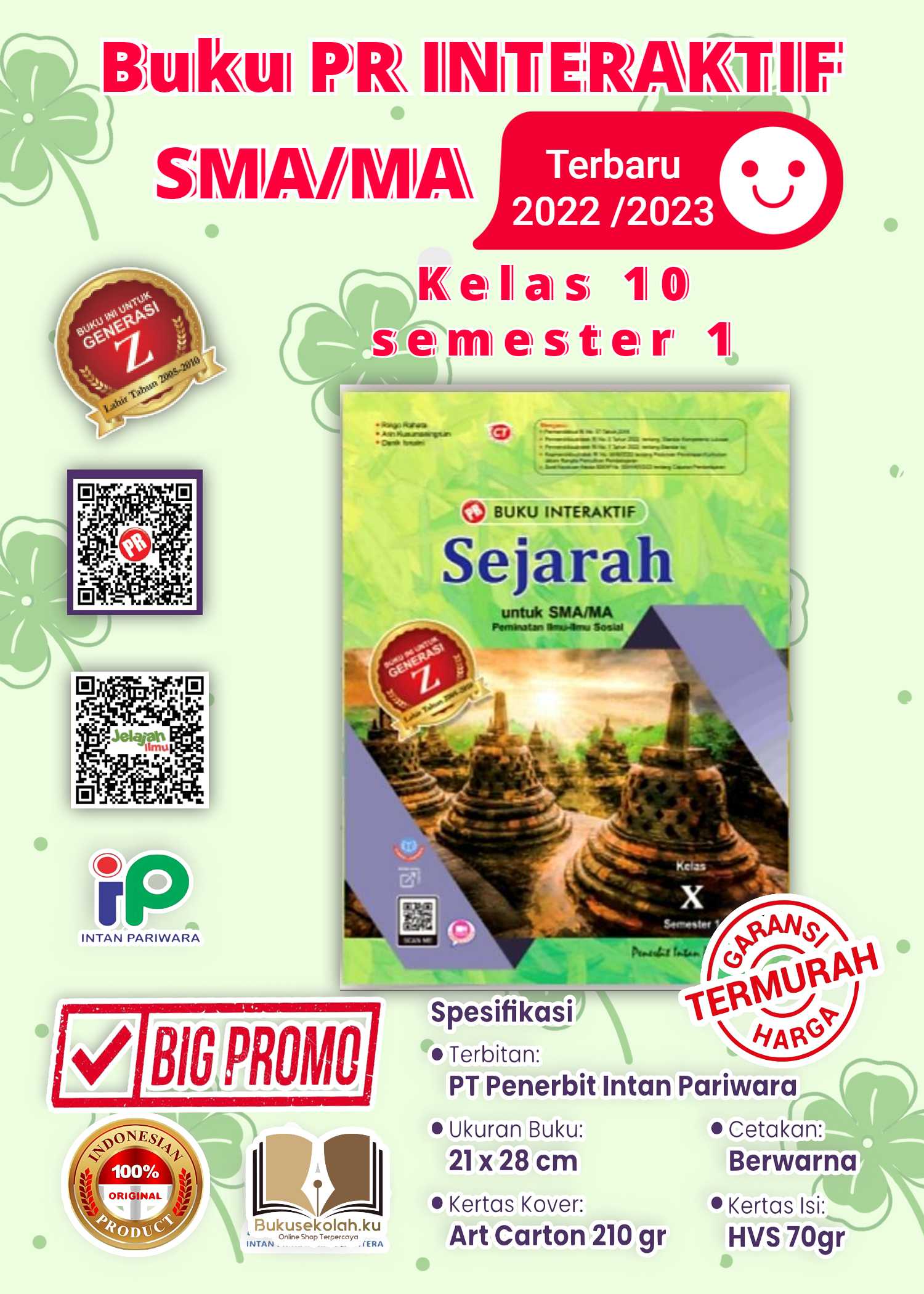 Buku PR Interaktif Kurikulum Merdeka IPS Sejarah kelas10 semester 1, semester 2 Terbaru 2022/ ...