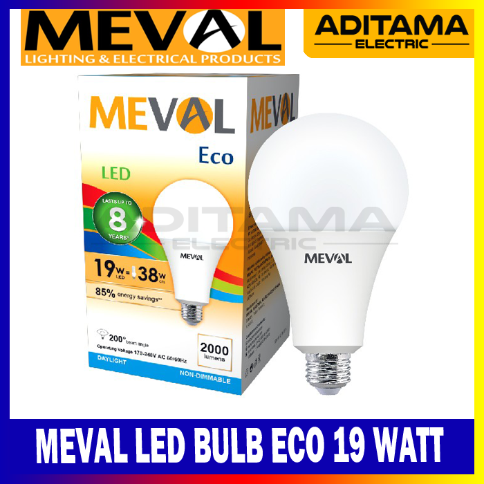 MEVAL LED BULB ECO 19 WATT WHITE/ LAMPU LED MEVAL ECO 19 WATT PUTIH ...