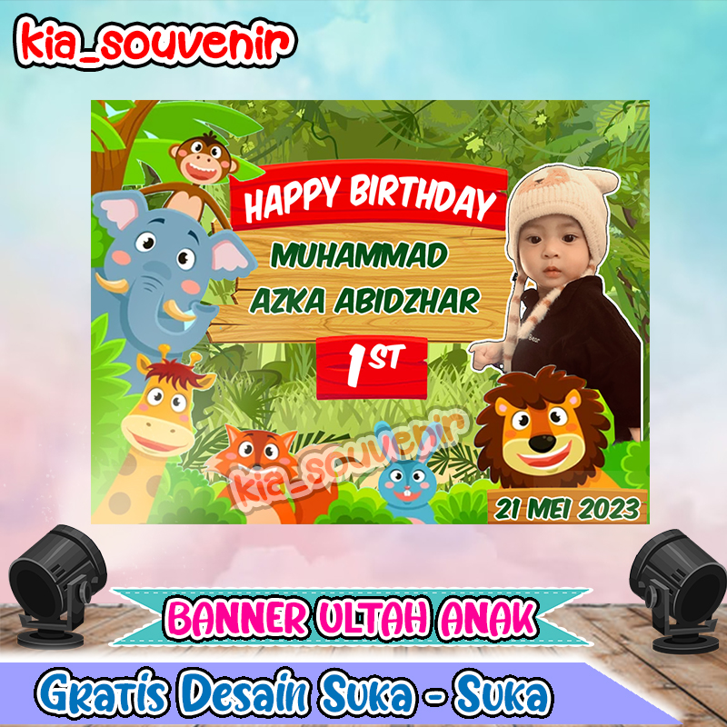 BANNER ULTAH ANIMAL ZOO / SPANDUK ULANG TAHUN / BACKDROP | Lazada Indonesia