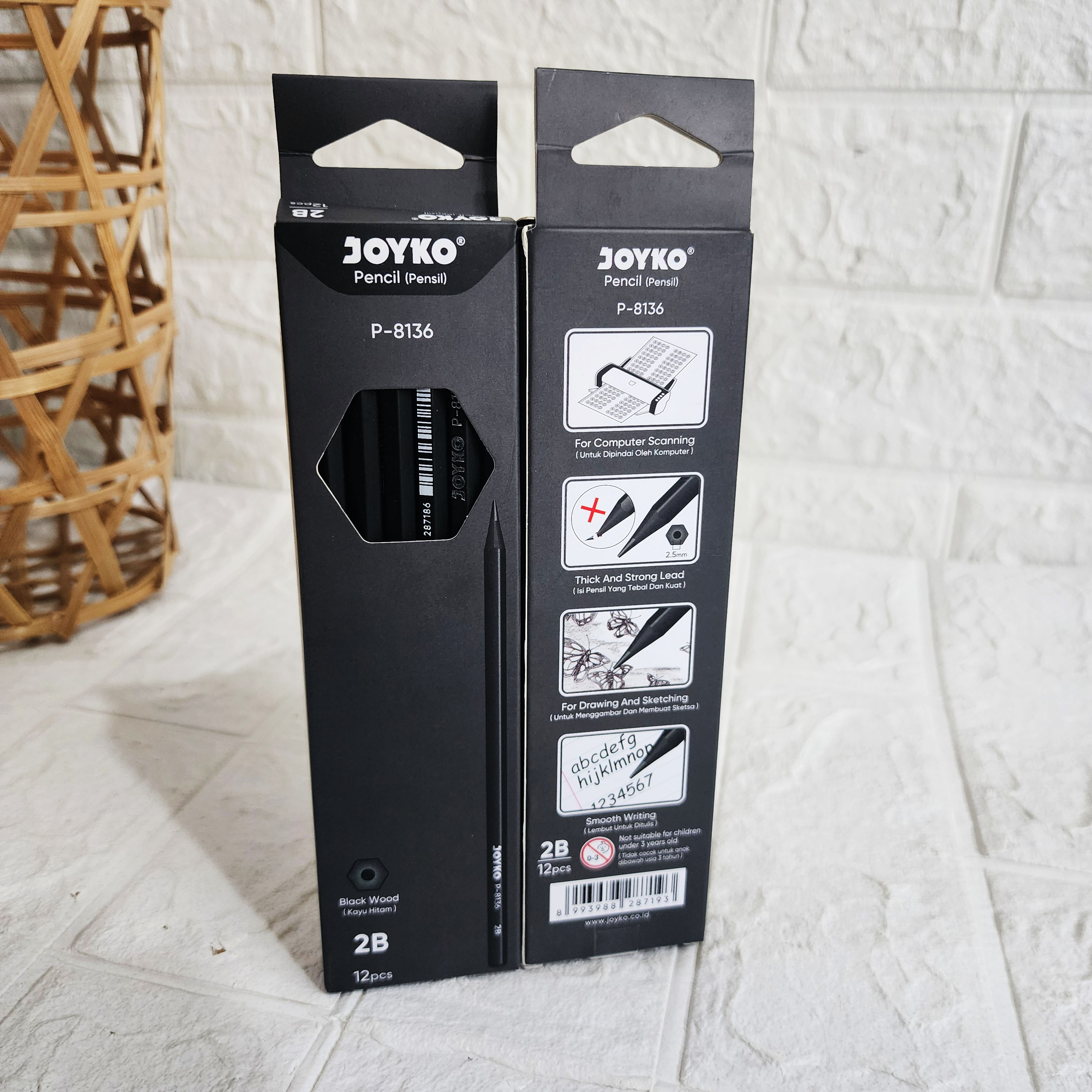 PENCIL PENSIL 2B JOYKO P-8136 1 BOX ISI 12 PCS BLACK WOOD | Lazada ...