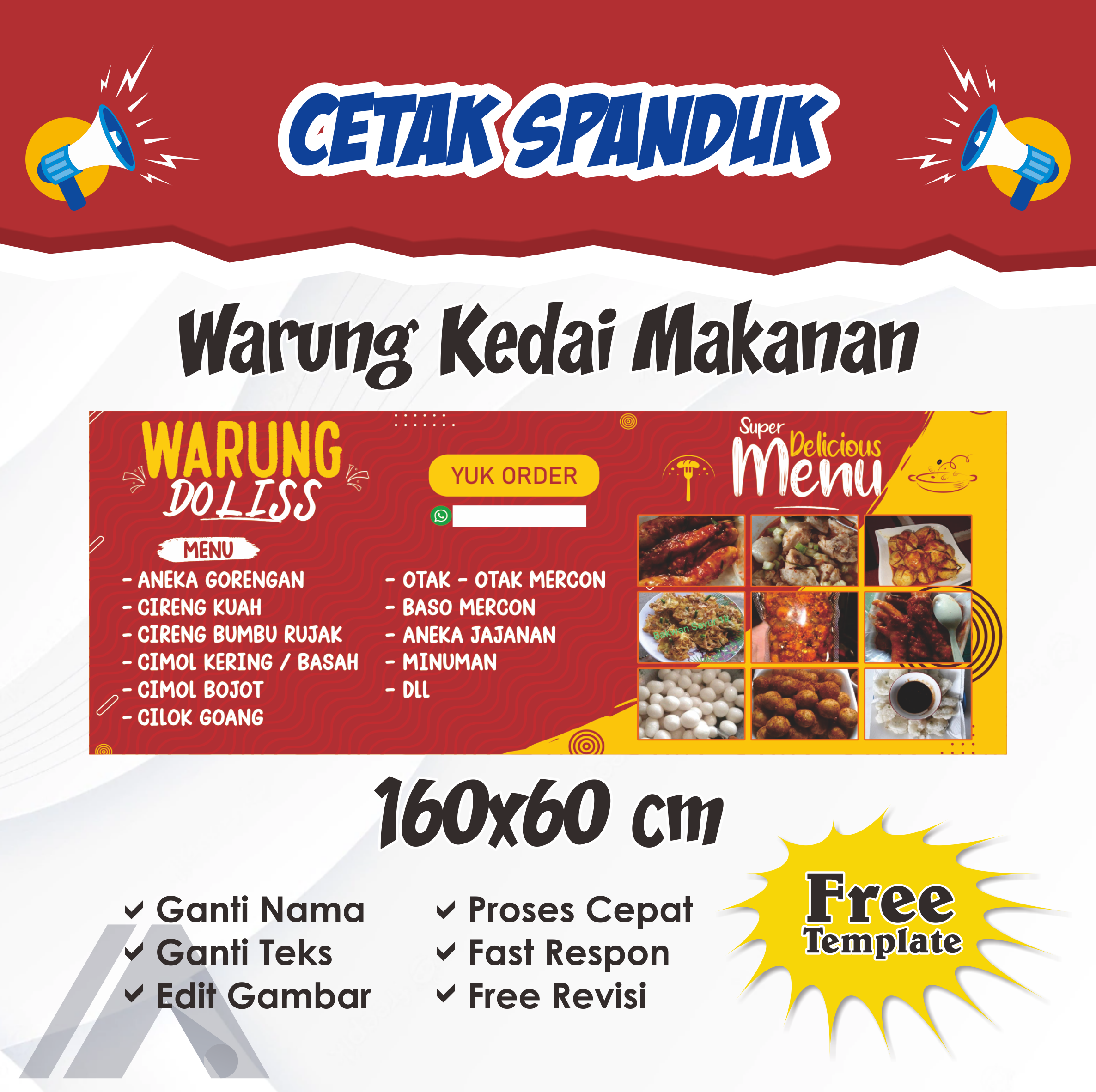 cetak banner spanduk warung kedai kekinian bisa custom 160x60cm | Lazada Indonesia