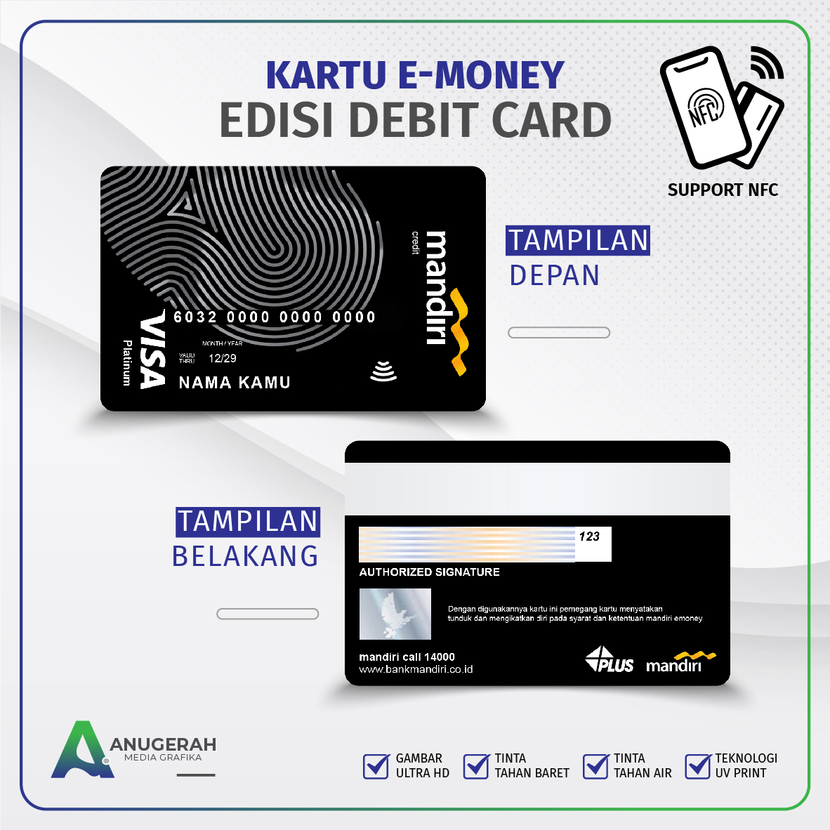 Kartu Emoney Mandiri Edisi Fake Debit Card Custom Nama | Lazada Indonesia