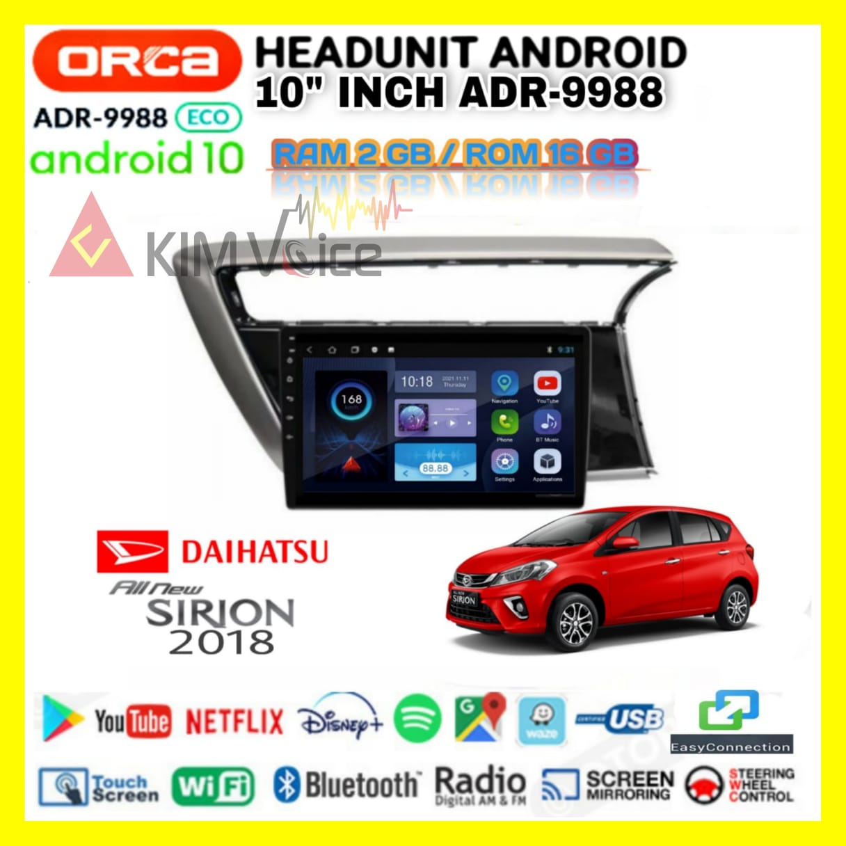 Head Unit Android ORCA ECO 10 inch OEM Sirion 2018 Up + Soket PNP ...