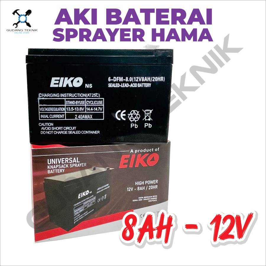 EIKO BATERAI AKI 8A 9A 10A 12A 12V Sprayer Hama Elektrik EIKO DRAGON / Accu Baterai 8AH 9AH 10Ah ...