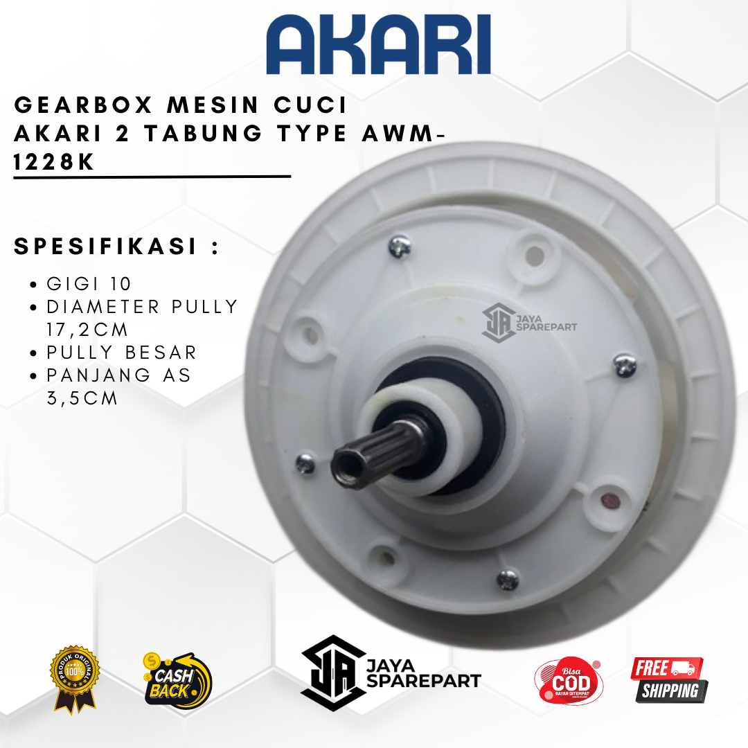 AWM-1228K Gear Box | Gearbox Mesin Cuci Akari 2 Tabung Type AWM-1228K ...
