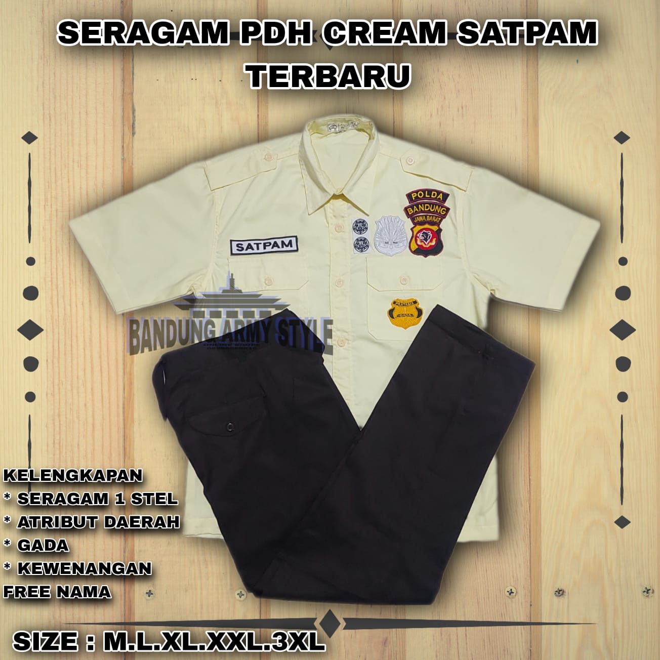 SERAGAM PDH CREAM SATPAM/SECURITY,SERAGAM SECURITY PDH SERAGAM PDH ...