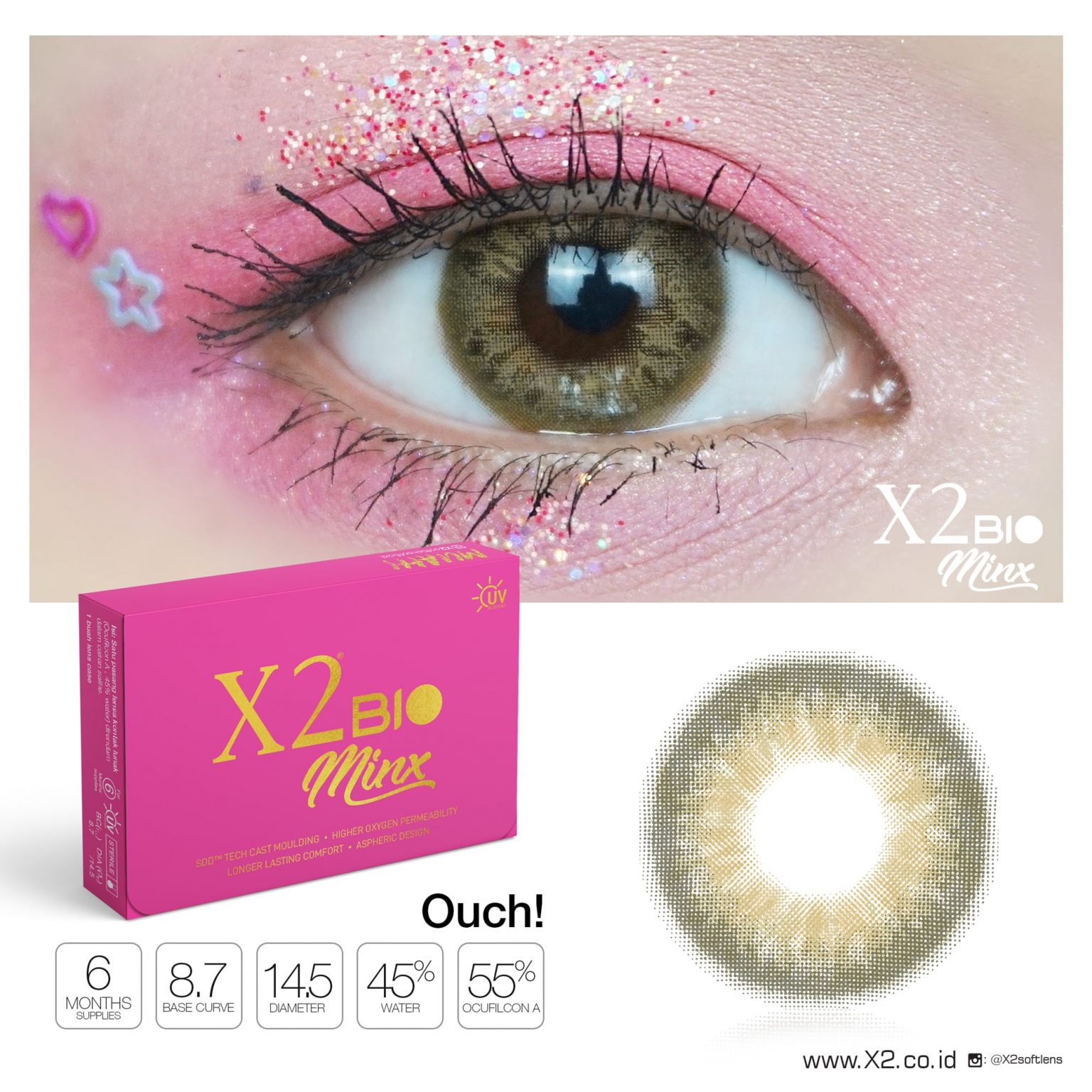 X2 Bio Minx - Premium Softlens All ( Semua ) Variant Color Ukuran ...