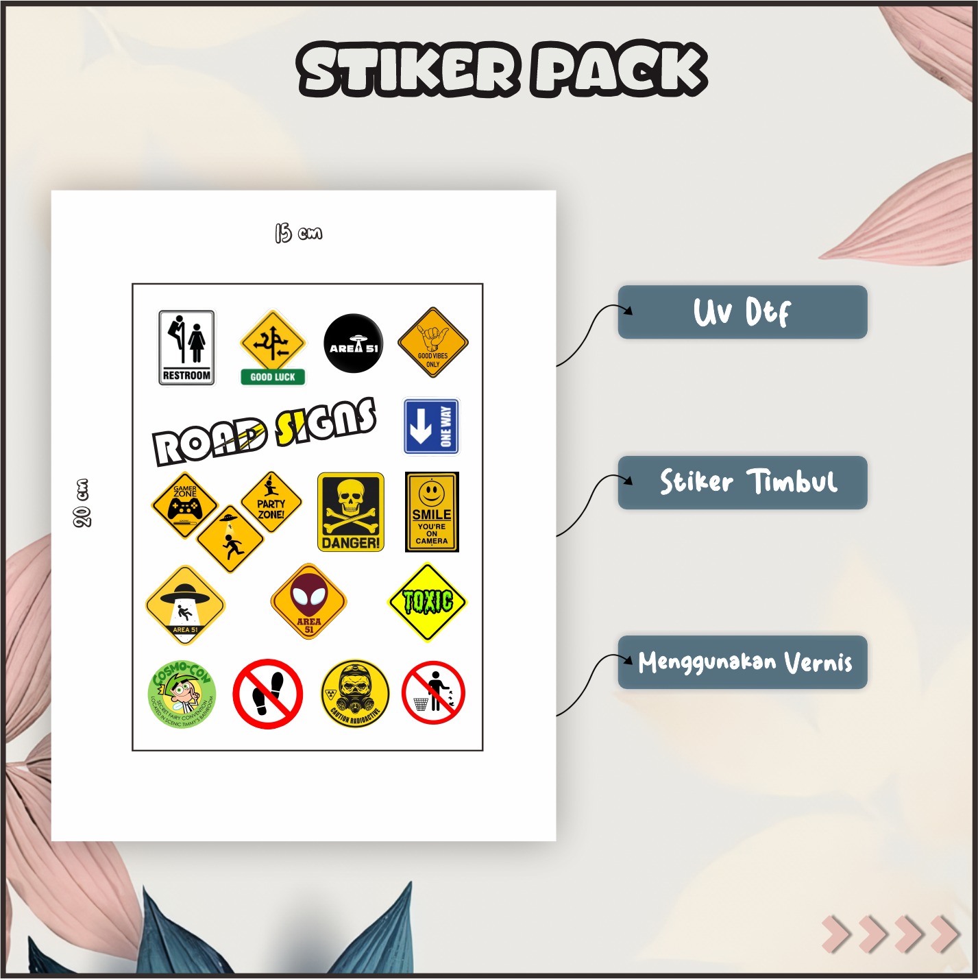 Stiker Sticker Setiker Setikker Pack UV DTF Motif Rambu Lalu Lintas ...