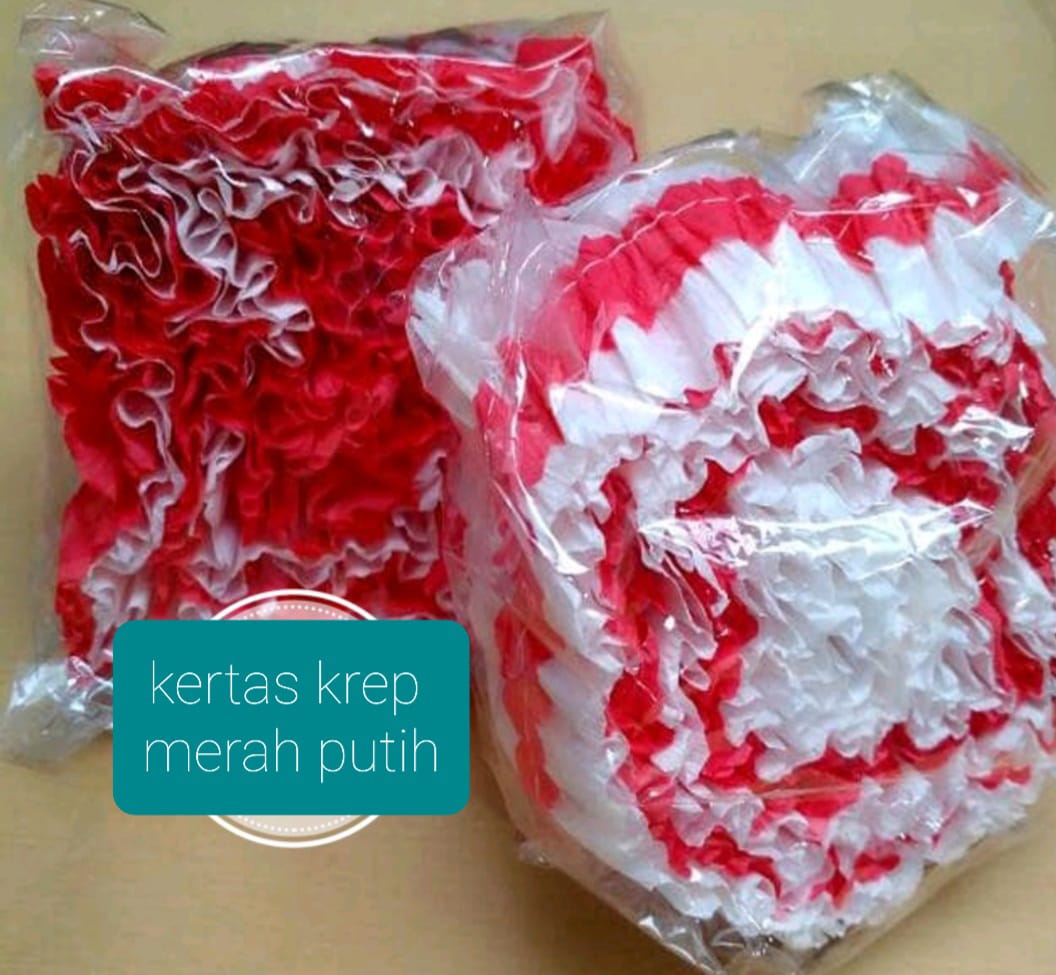 12 BUNGKUS KERTAS KREP KERUT MERAH PUTIH PANJANG 4 METER- KERTAS KREP ...