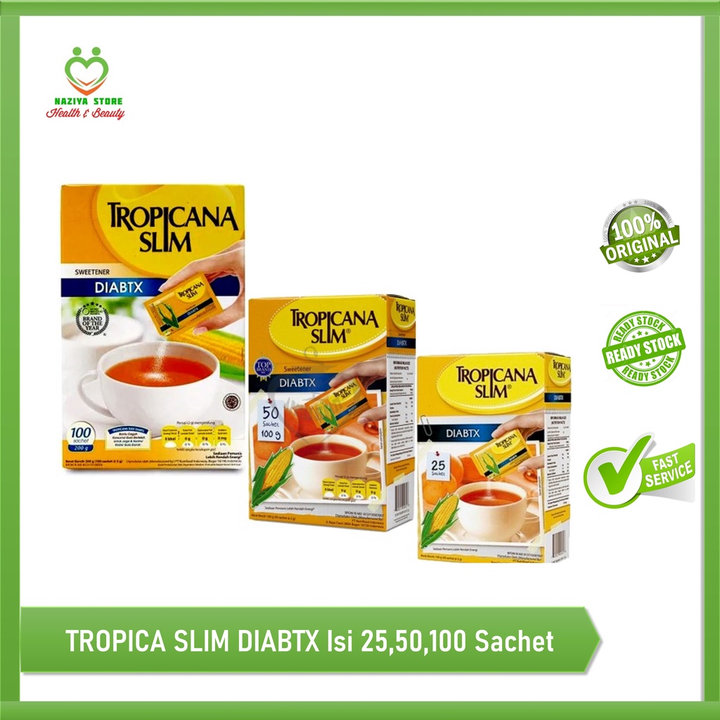 TROPICANA SLIM SWEETENER DIABTX ISI 25,50,100 Sachet Gula Penderita ...