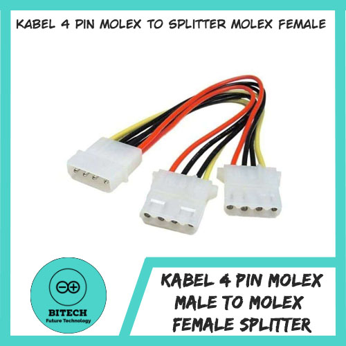 KABEL 4 PIN MOLEX MALE TO 2 MOLEX FEMALE SPLITTER CABANG | Lazada Indonesia