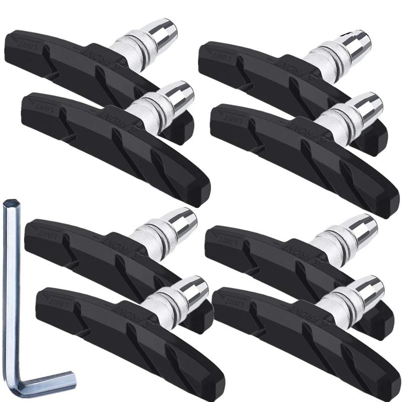 4 Pairs V Bike Brake Pads with Hex Nuts and Spacers V Bicycle Brake ...
