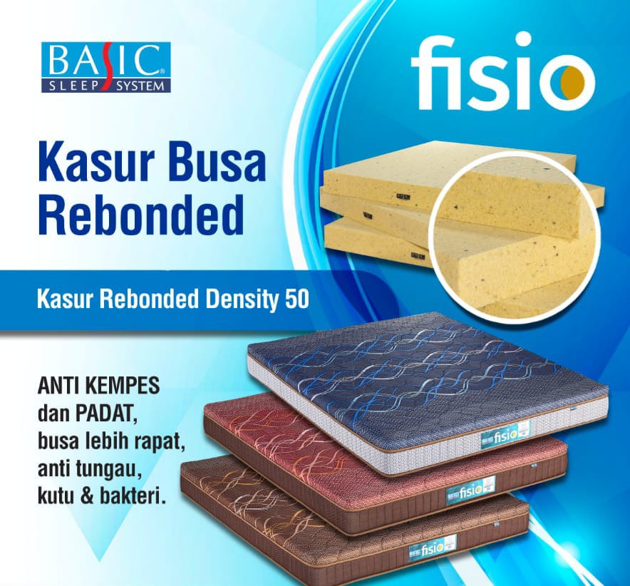 KASUR BUSA REBONDED BASIC FISIO UKURAN 200X200 DENSITY 50 TEBAL 24 CM ...