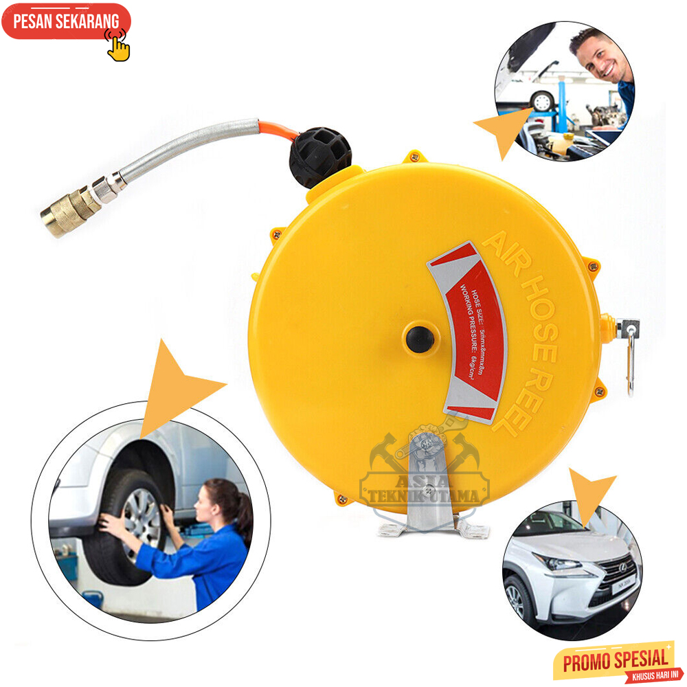 Air Hose Reel Selang Compresor Angin Otomatis Panjang 8 Meter/ Selang ...