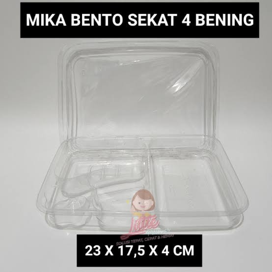 (Isi 25pcs)(4s ben) Mika Bento Bintang Bening - Tray Bento - Box Bento ...