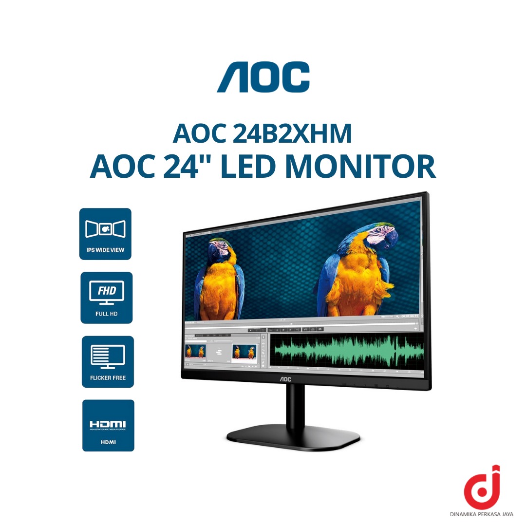 Monitor LED AOC 24B2XHM 24 inch VA 1080p 75Hz VGA HDMI | Lazada Indonesia