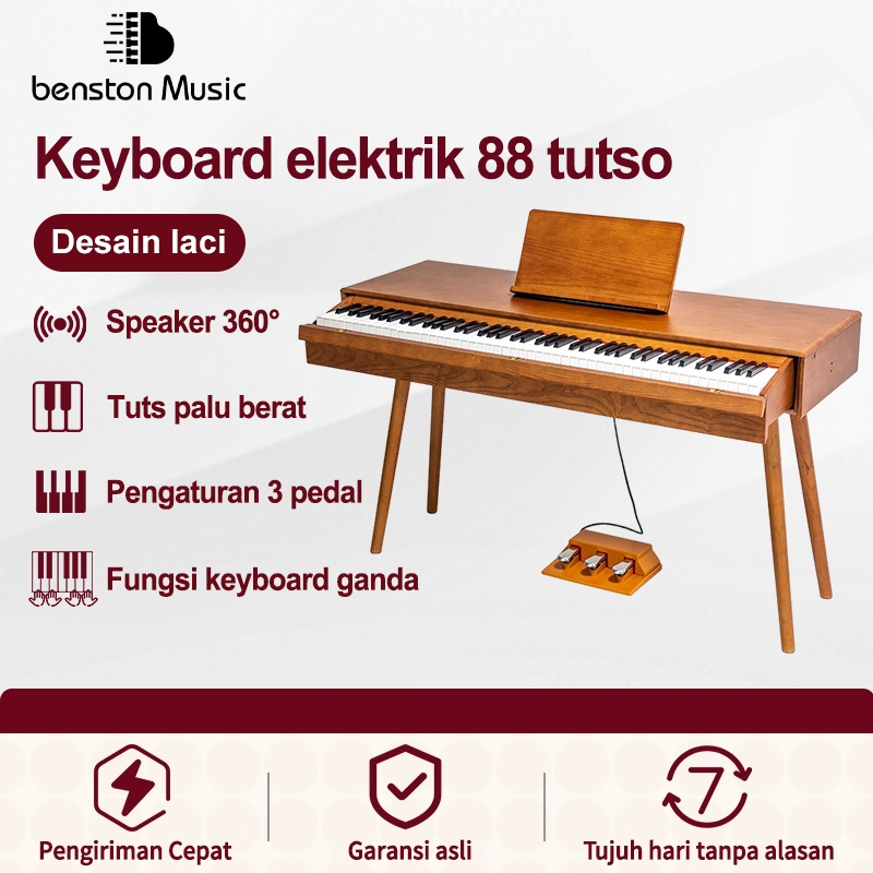Benston Music- Keyboard elektrik 88 tuts tipe laci kayu solid rumah ...