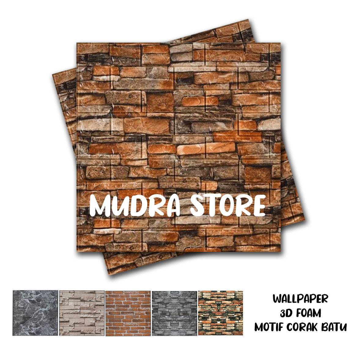 Wallpaper 3D Foam Brick Emboss Motif Corak Batu Alam / Wall Sticker ...