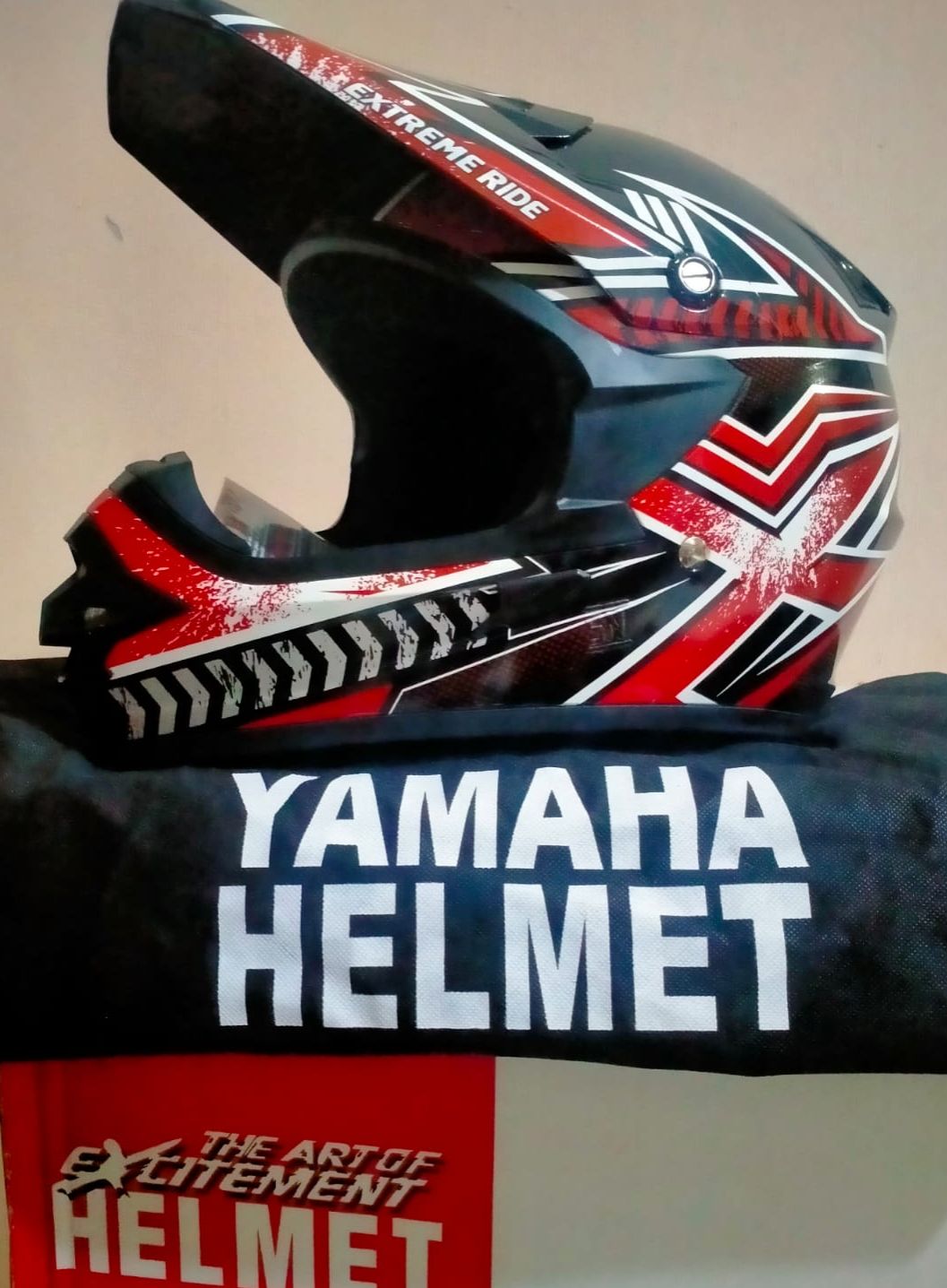 Helm trail helmet cross merk Yamaha model extreme ride Full face warna ...