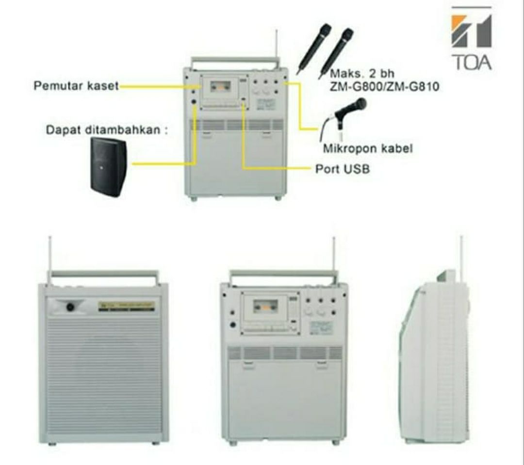 Portable Wireless Meeting Amplifier TOA ZW G810CU + 2 Mic Pegang ...