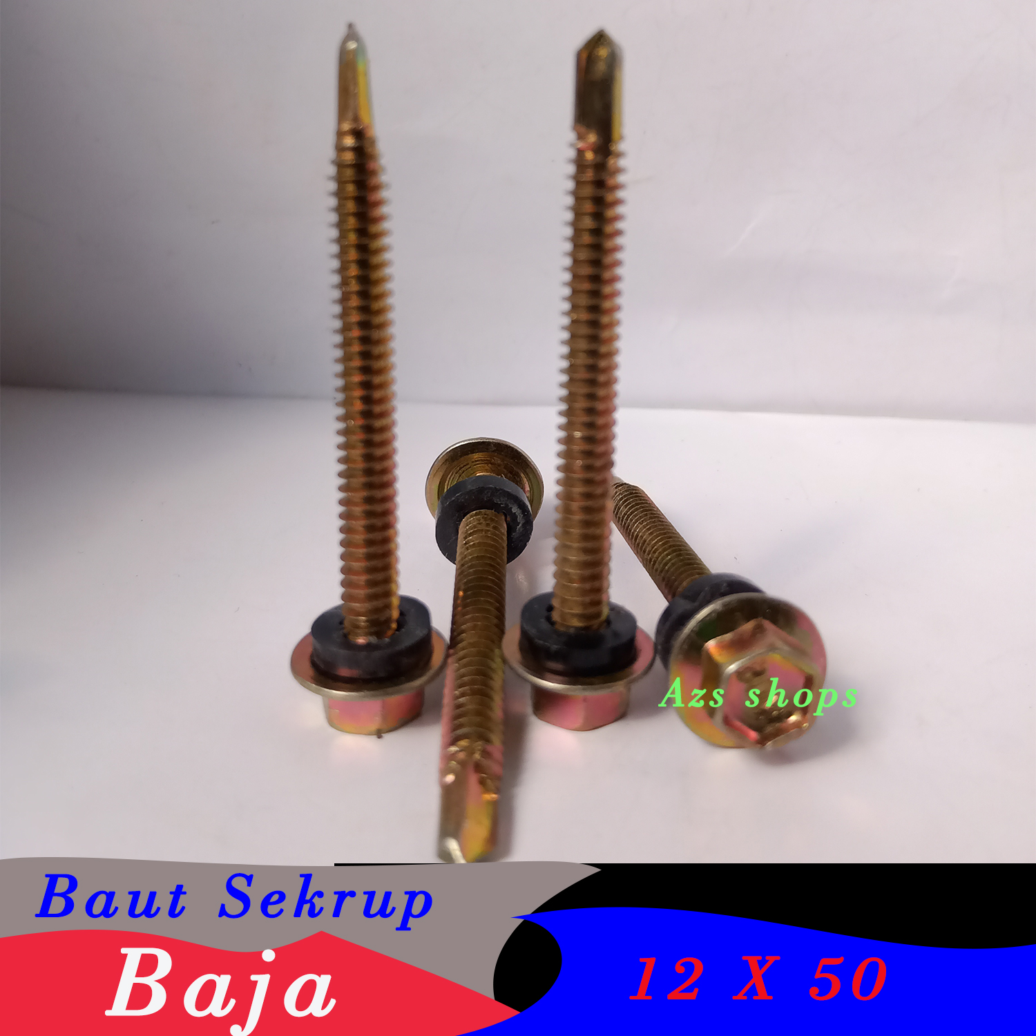 Baut Sekrup Baja Ringan Roofing 12x50 (5cm) kuning 1 dos300 pcs ...