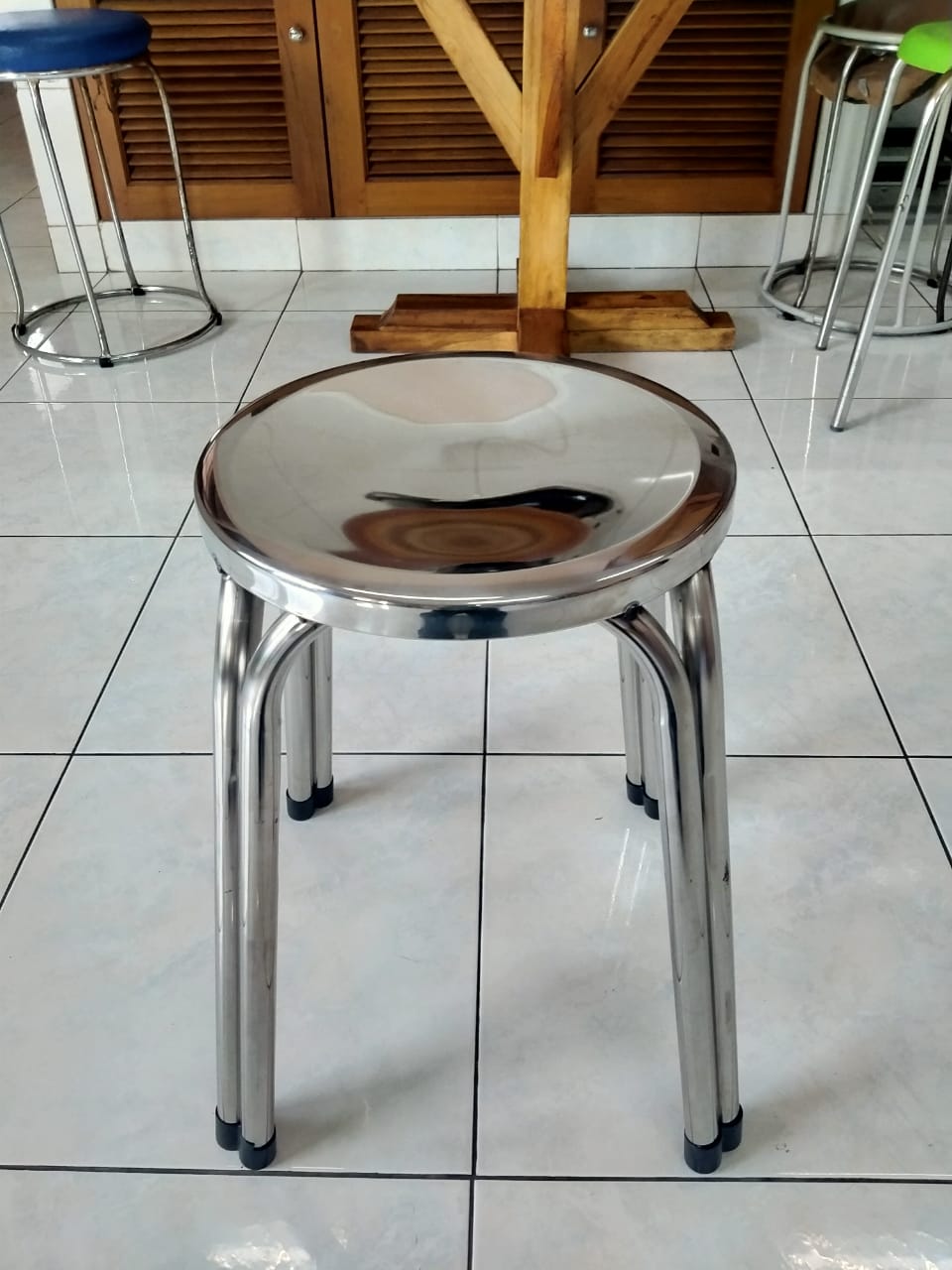 KURSI STAINLESS STEEL BANGKU BULAT HIGH QUALITY | Lazada Indonesia
