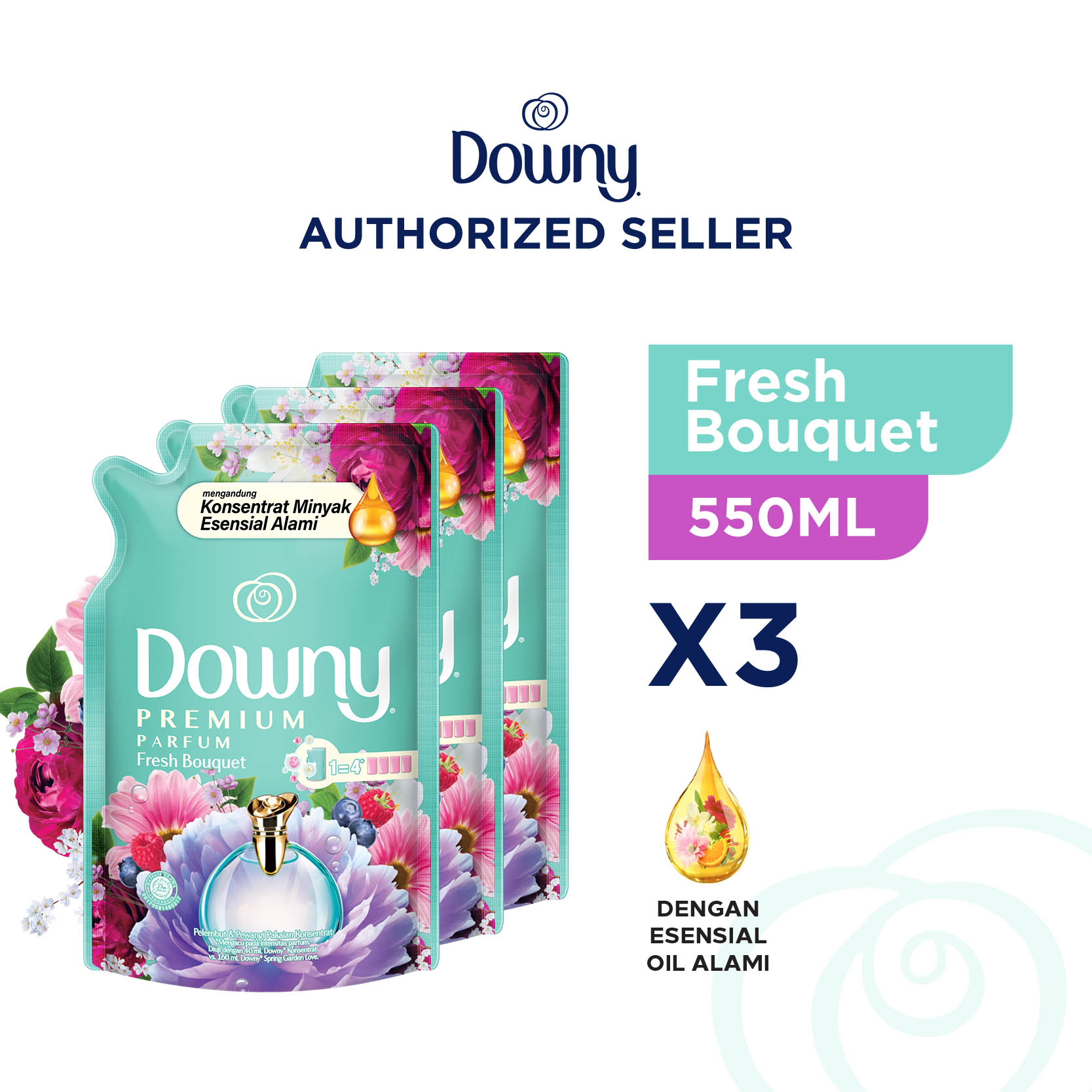 Downy Pelembut dan Pewangi Pakaian Konsentrat Fresh Bouquet 550 ml ...
