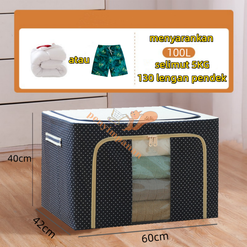 Storage Box 66L 100L Kotak Penyimpanan Tempat Penyimpanan Baju ...