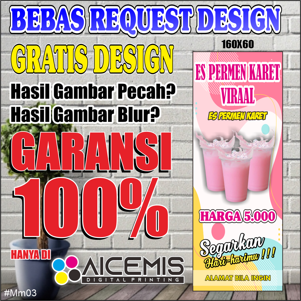 Spanduk Es Permen Karet / Spanduk Es Viral / Spanduk Murah / Spanduk ...