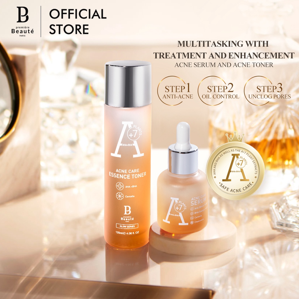 [BPOM]Premiere Beaute Acne Care packet wajah Serum 30ml+Toner 120ml Set AHA+BHA CENTELLA Control ...