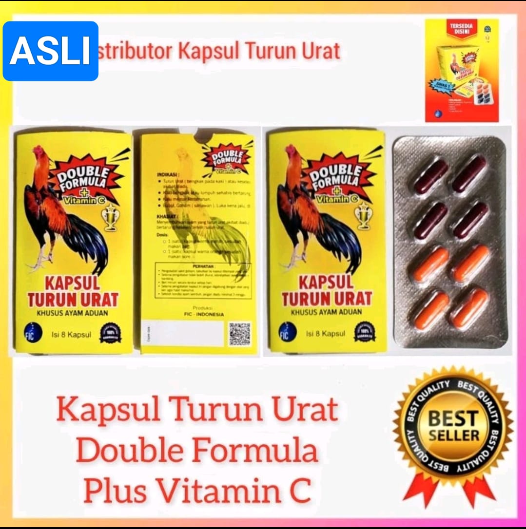 KAPSUL TURUN URAT DOUBLE FORMULA+ PLUS VITAMIN C 8 KAPSUL CAP AYAM ADU ...