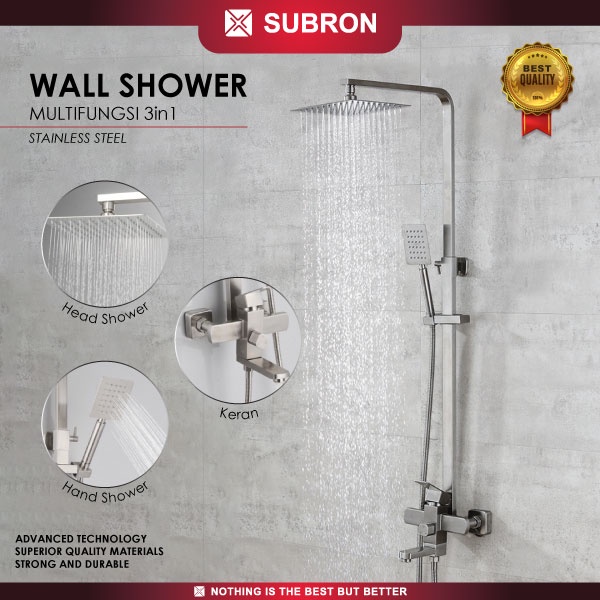 SUBRON Wall shower keran set Head Hand Shower Kran panas dingin ...