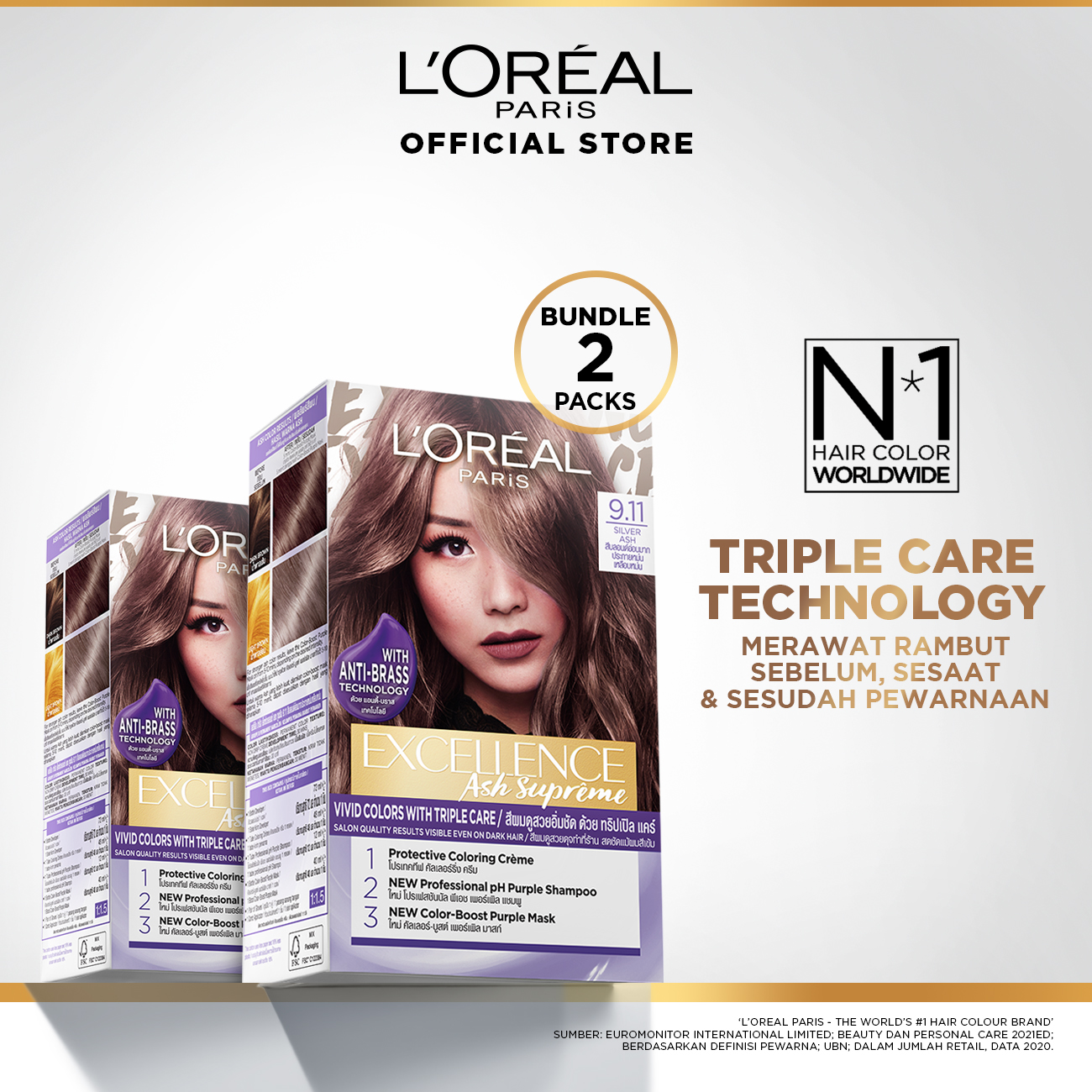 L'Oreal Paris Excellence Ash Supreme #9.11 Silver Ash Hair Color ...