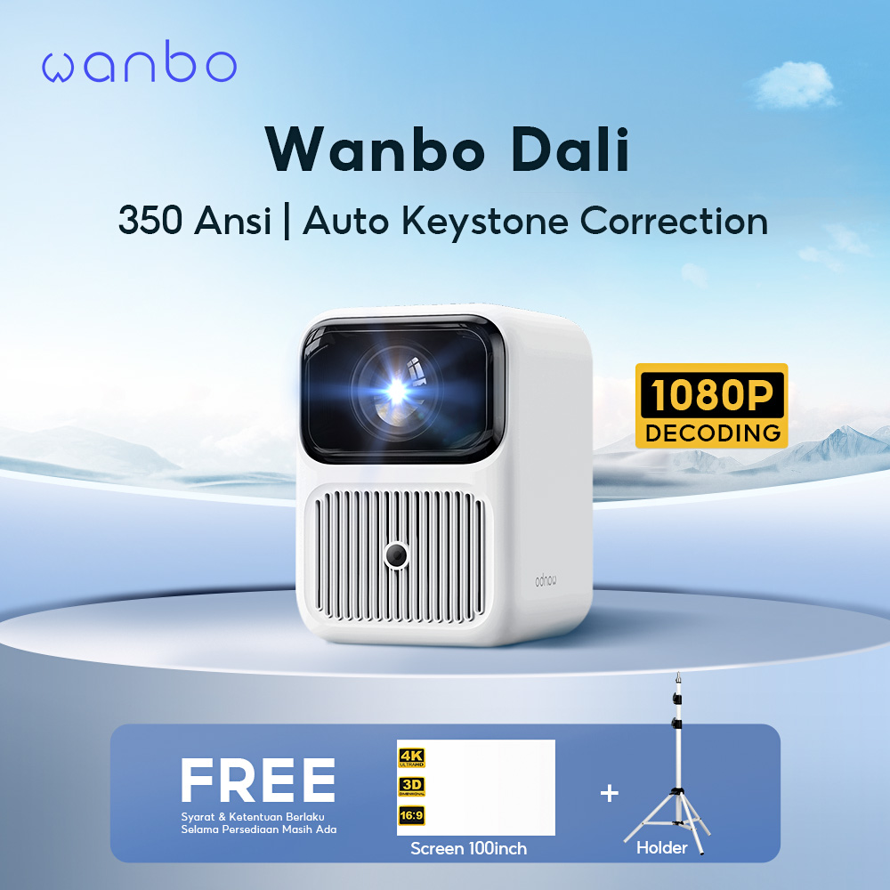 Wanbo Dali Smart Proyektor 350 ANSI Lumens Auto-focus 5W*2 Speakers ...