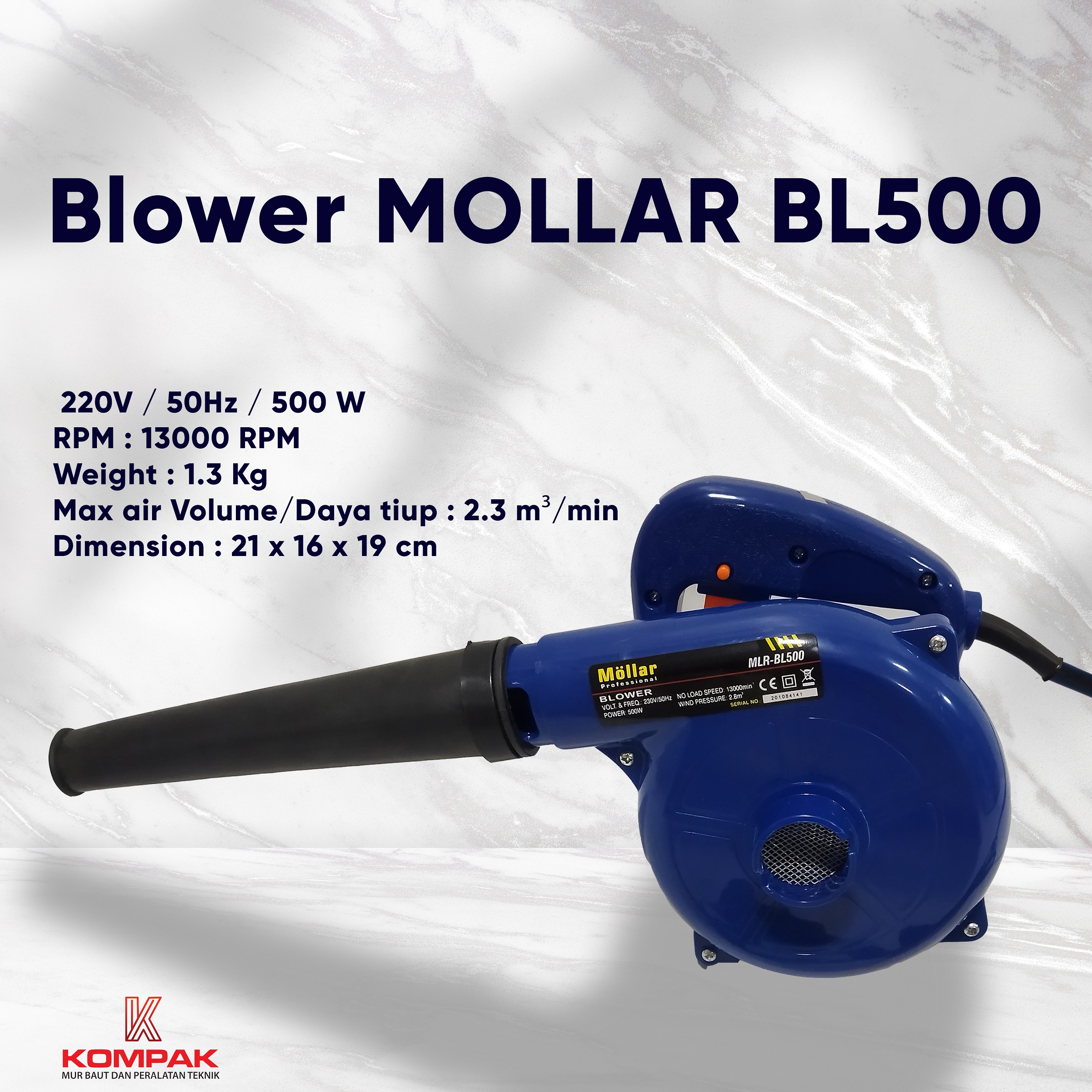 Mollar BL500 Mesin Blower Tangan 500 Watt MOLLAR Mesin Blower Tangan ...