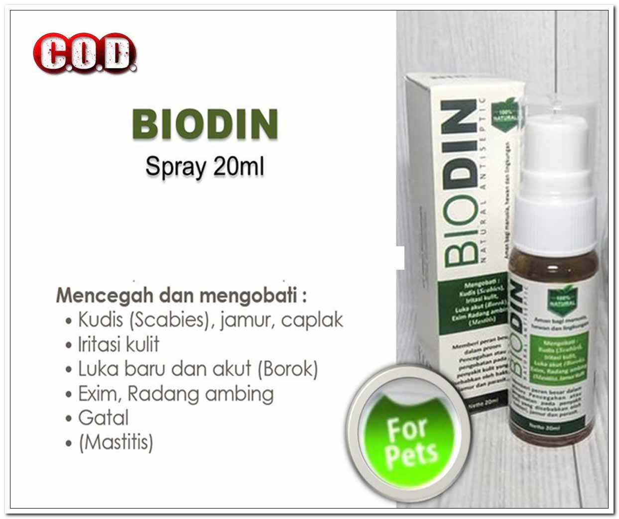 Biodin Spray 20ml Obat semprot Jamur Exim Demodex luka Scabies kucing ...