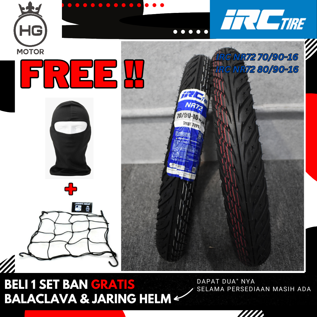 Paket Satu Set Ban IRC NR 72 80/90 & 70/90 Ring 16 Motor Tubetype NR72 ...