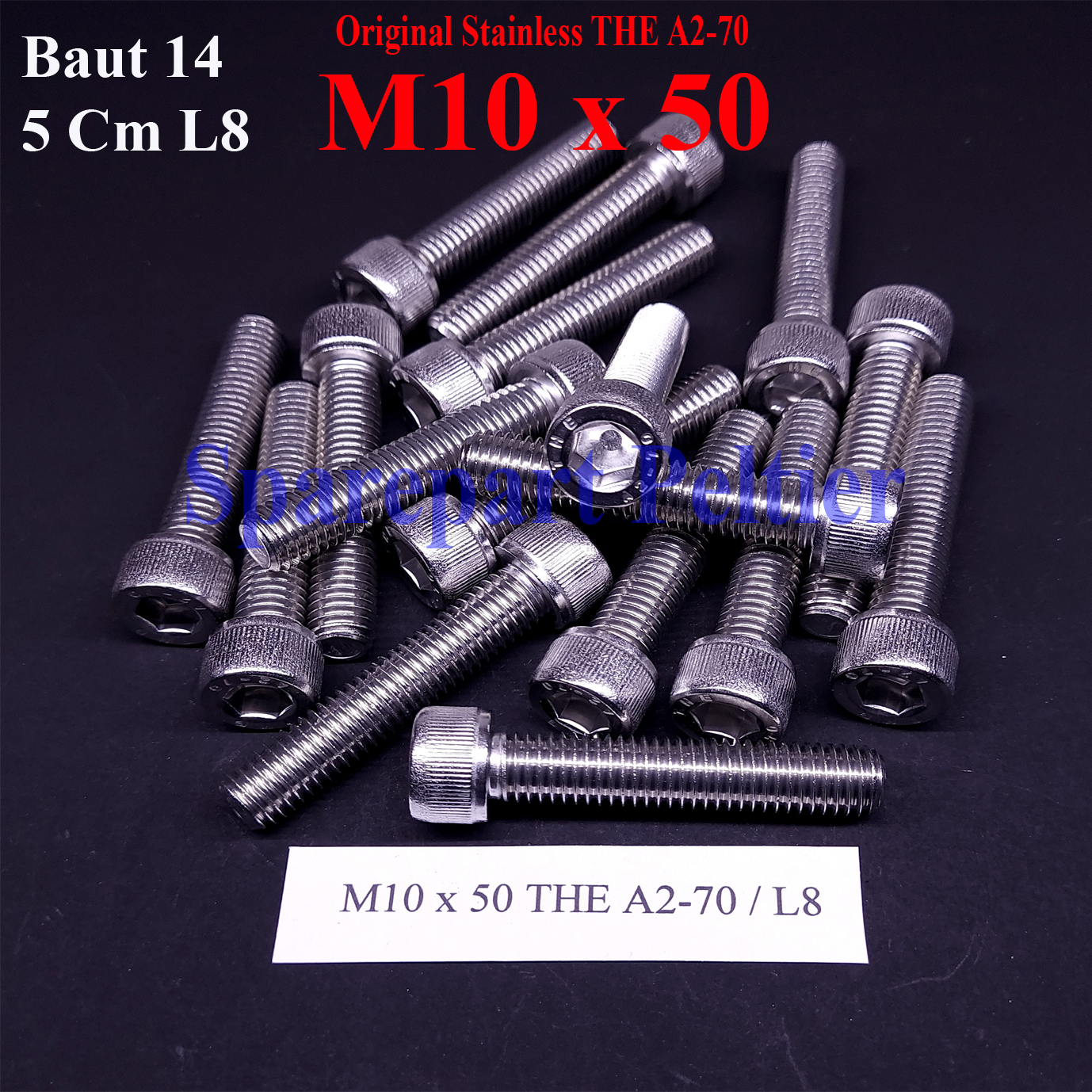 Baut L 8 stainless M10 x 50 M10x50 Drat 14 SUS 304 ORIGINAL THE A2-70 ...
