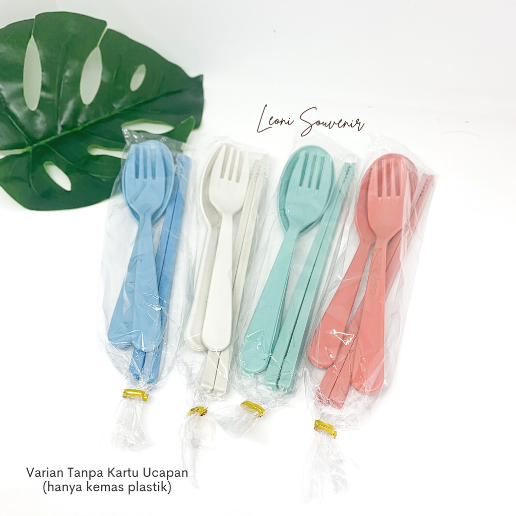 1 Set Sendok Garpu Sumpit Sendok Plastik Paket Travel Sendok Baby ...