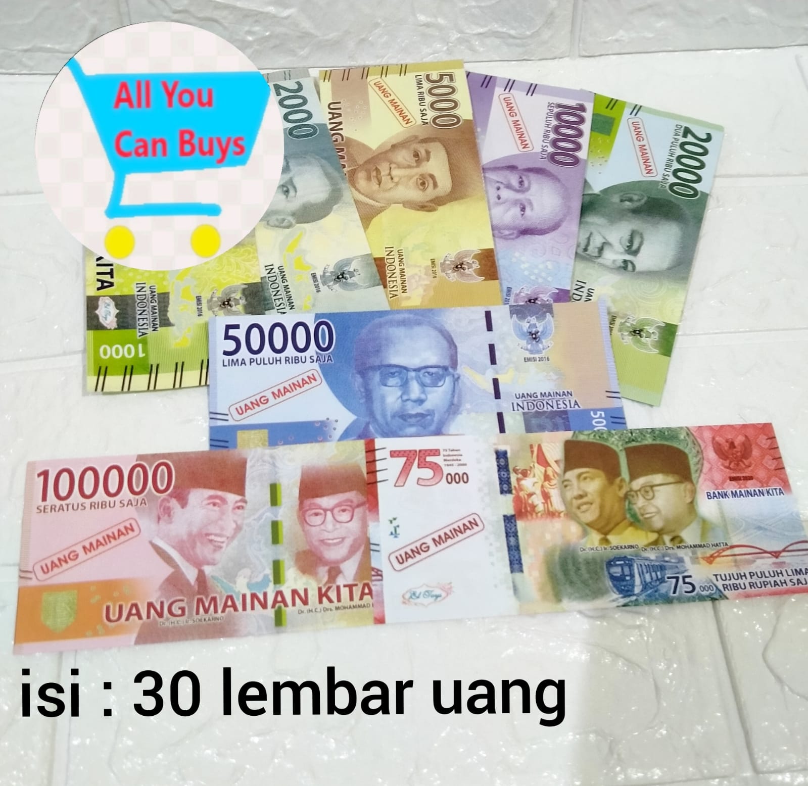 30 lembar Duit Mainan Besar-Uang Kertas Monopoli-Uang Seserahan Mahar ...