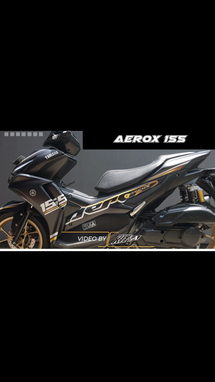 Decal Aerox 155 Connected Signature Black Gold stiker yamaha aerox new ...