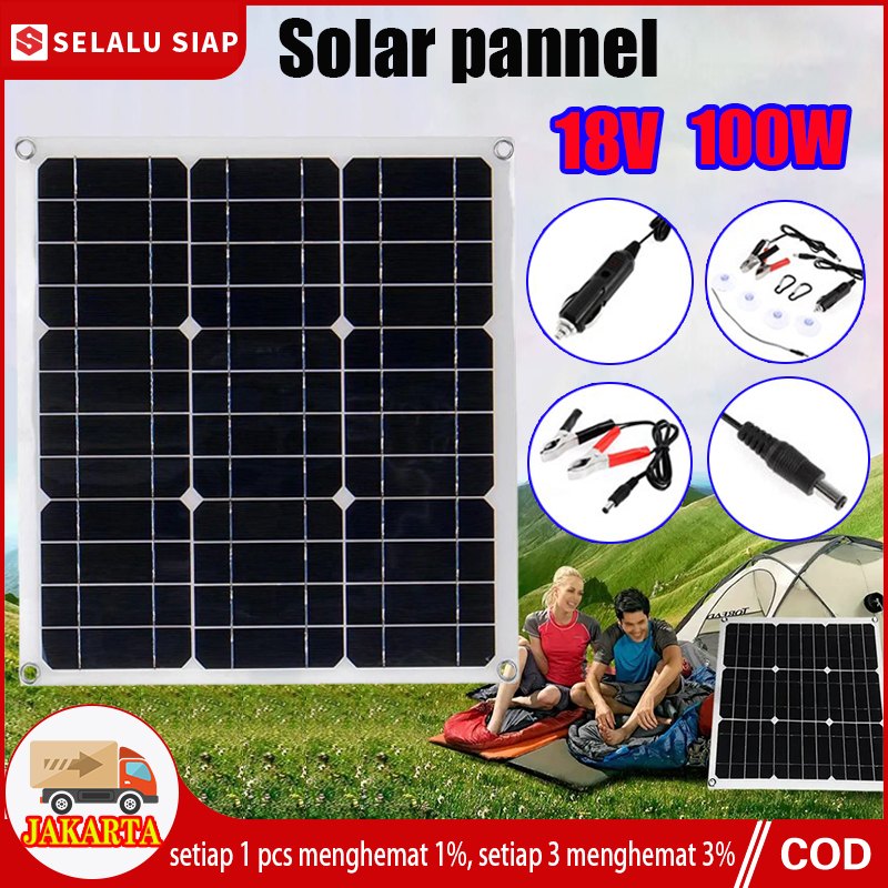 (dalam stok, dikirim dari jakarta) 60W Solar Panel / Solar Cell /Dual ...