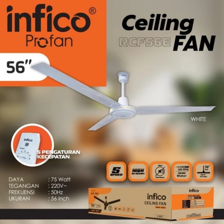 Infico Ceiling Fan / Kipas Angin Plafon Besi 3 Daun 56" | Lazada Indonesia