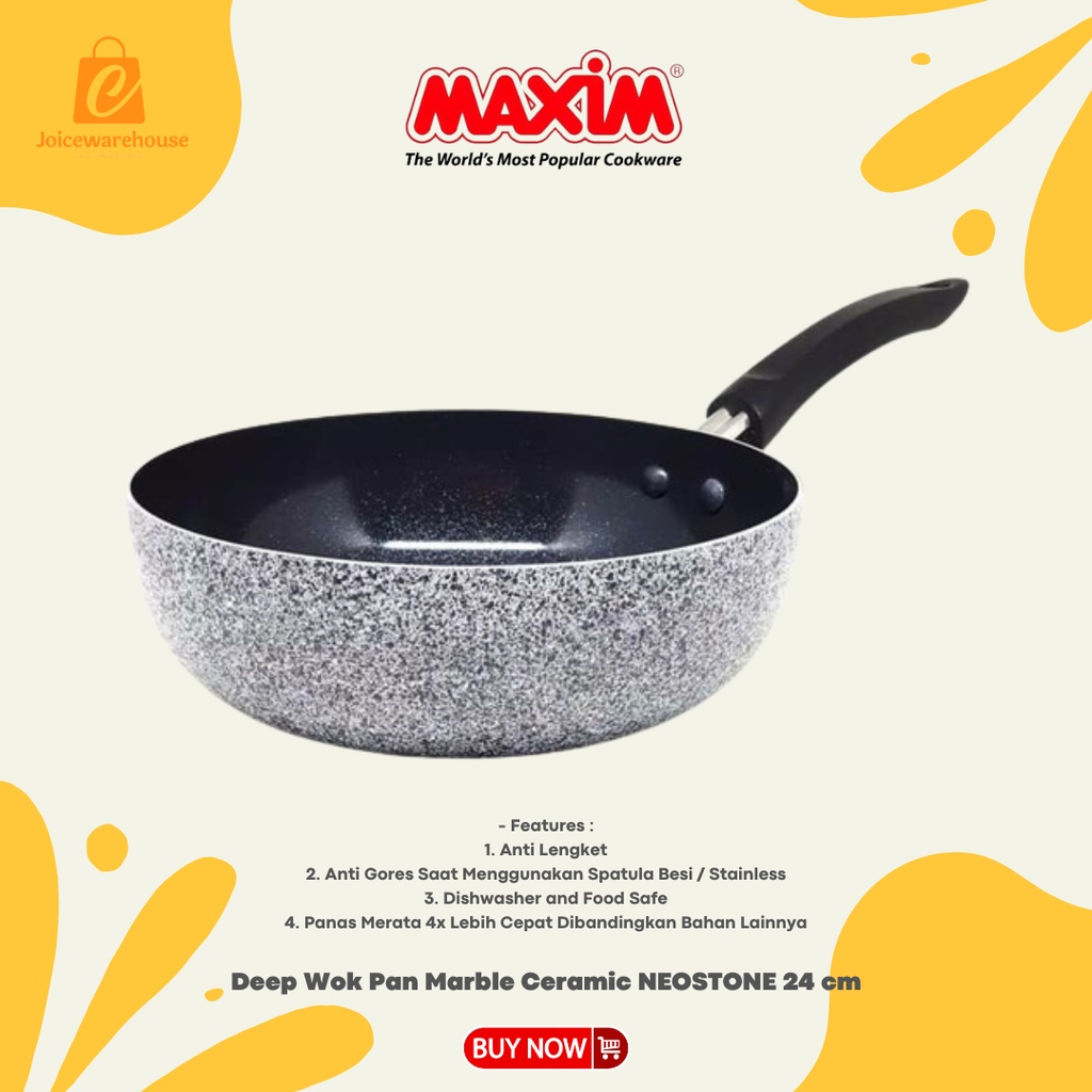 TEFLON MAXIM DEEP WOK 24 ANTI LENGKET NEOSTONE Marble Keramik | Lazada ...