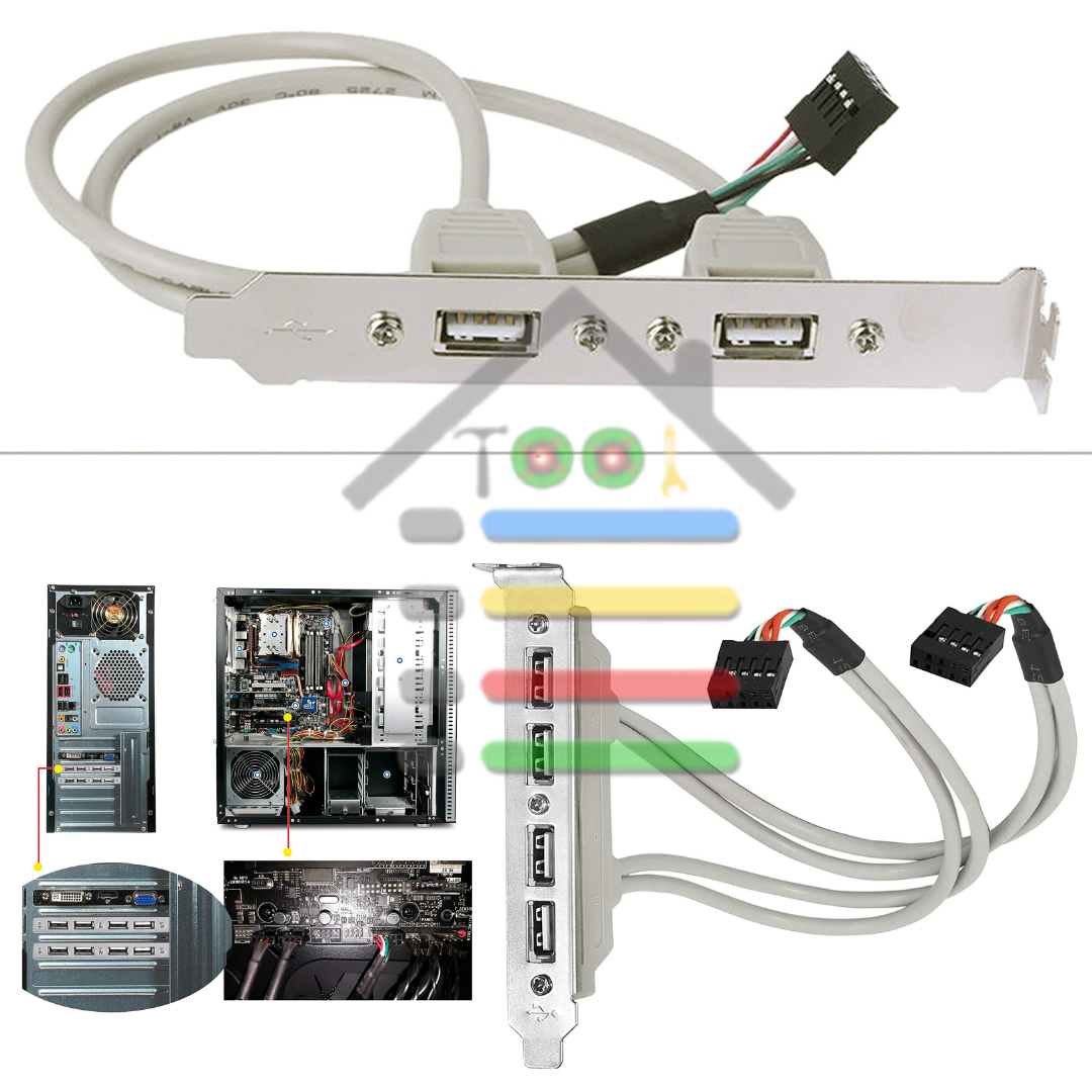2/4 PORT USB EXTENTION SLOT FOR PC DESKTOP 2.0 9PIN REAR BACK PANEL ...